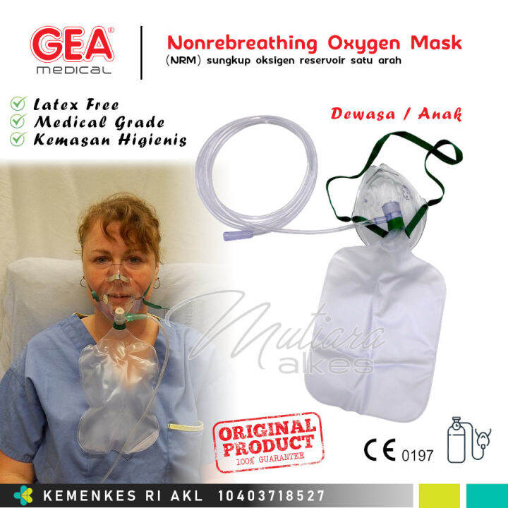 GEA Masker Oksigen Non Rebreathing Dewasa Anak - Oxygen Mask NRM ...