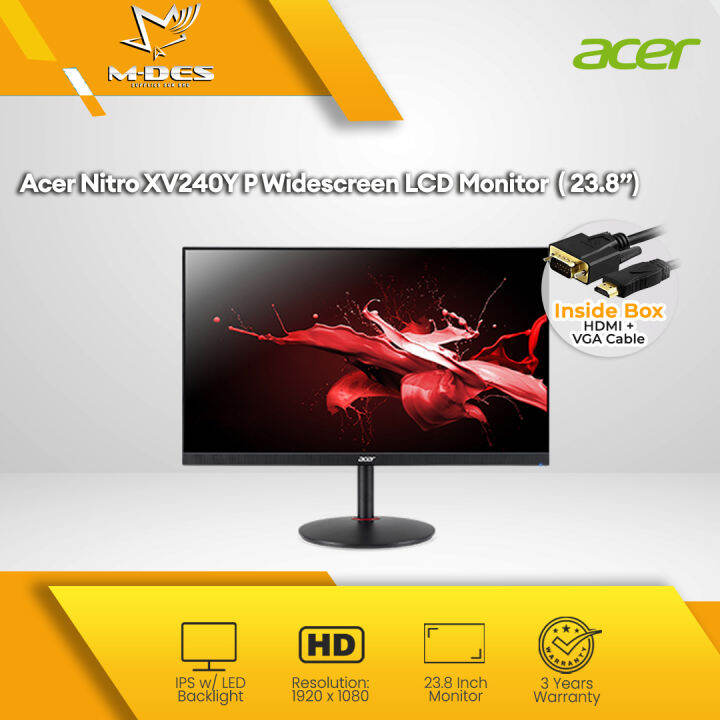 Acer Nitro XV240Y P 23.8 Inch IPS FHD 165Hz 1920 x 1080 Gaming Monitor ...