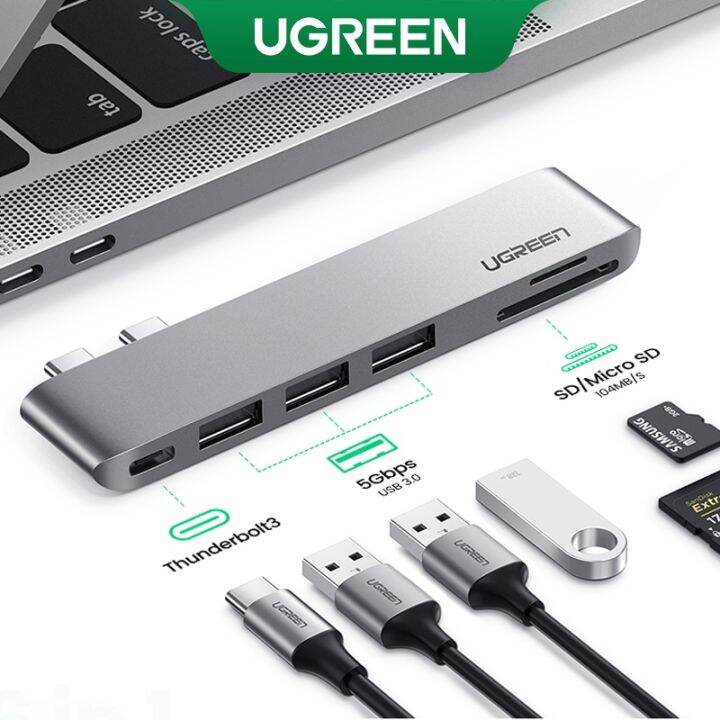 UGREEN USB C Hub Macbook Pro Adapter 6 IN 2 Type C Hub Adapter with SD TF Card Reader ...