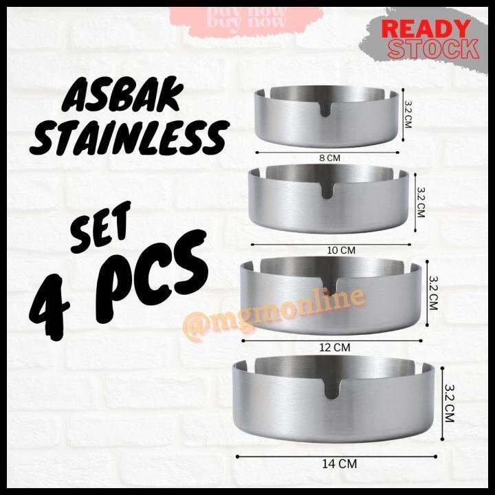 Asbak Stainless Cafe Tebal Bulat POLOS SET 4PC asbak besi 8-10-12-14CM ...