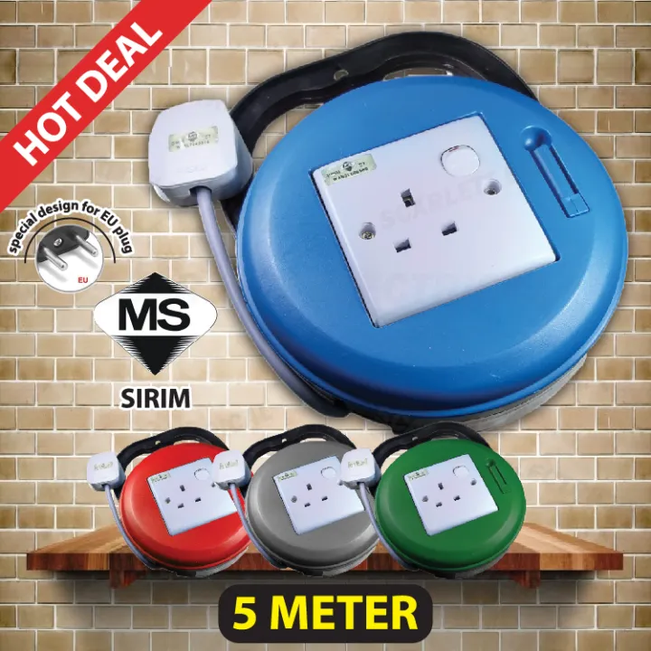 [SIRIM APPROVED] Extension Round Wire Box Trailing Socket Cable Reel ...