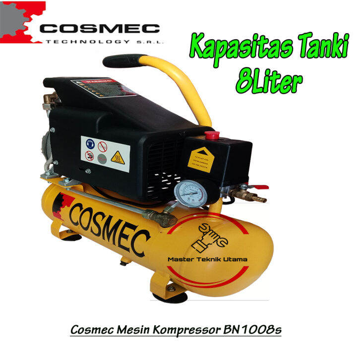 Cosmec Mesin Kompressor Pakai Oli 3/4HP/0.75HP Kapasitas Tanki 8 LIter ...