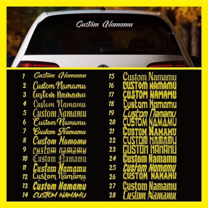 Stiker Nama Custom Kaca Mobil Bahan Reflektif untuk Kaca Mobil , Pick ...