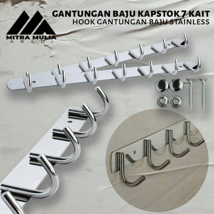 Gantungan Baju Kapstok Stainles SUS 304 | Gantungan Pakaian Kapstok - 7 Kait | Lazada Indonesia
