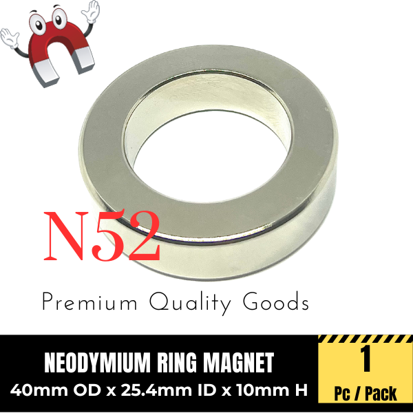 1 Piece N52 Neodymium RING Magnet with Plain Center Hole 40mm OD x 25 ...