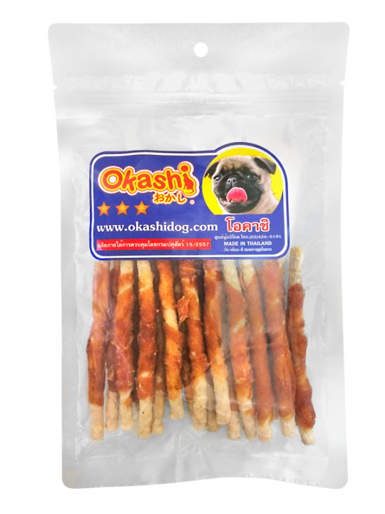 OKASHI SNACK DOG AND CAT ขนมขบเคี้ยวสำหรับสุนัข และแมว (ไก่พันครั้นชี่ ...