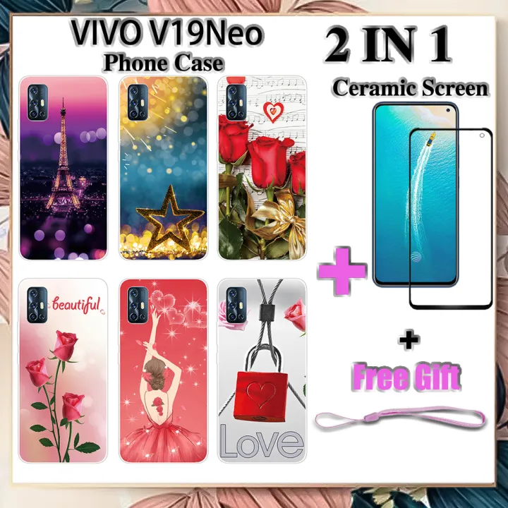 2 IN 1 VIVO V19 Neo Phone Case with Tempered Glass Ceramic Protector ...