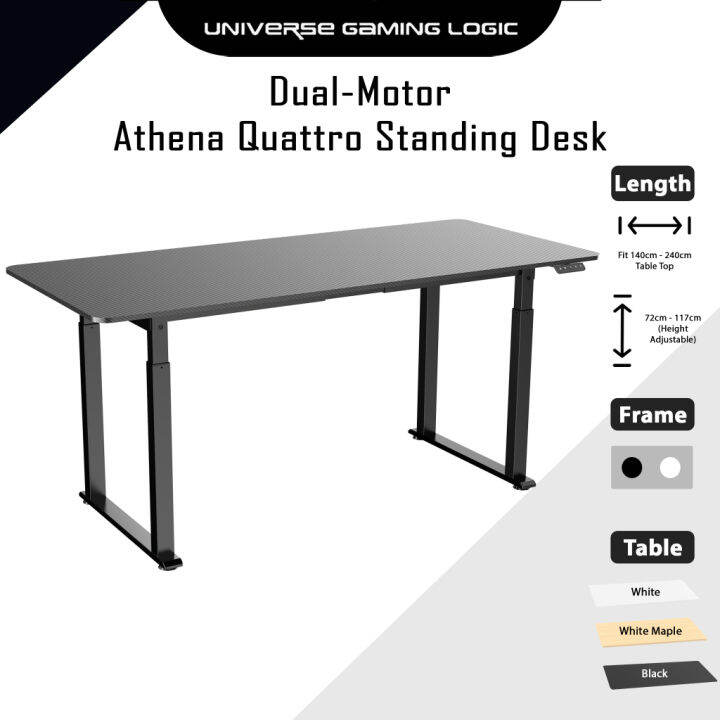 Athena Quattro Standing Desk 140CM-240CM Computer Desk PC Gamer Study ...