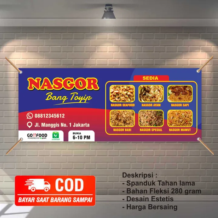 spanduk banner jualan nasi goreng ukuran 3x1 | Lazada Indonesia