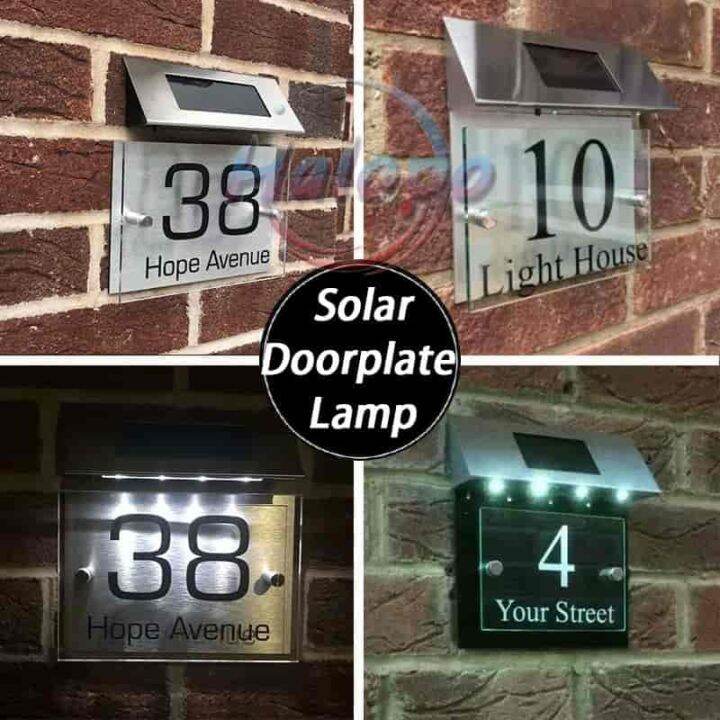 LED Solar Doorplate Lamp Decorative Plaques House Number Light Digital ...
