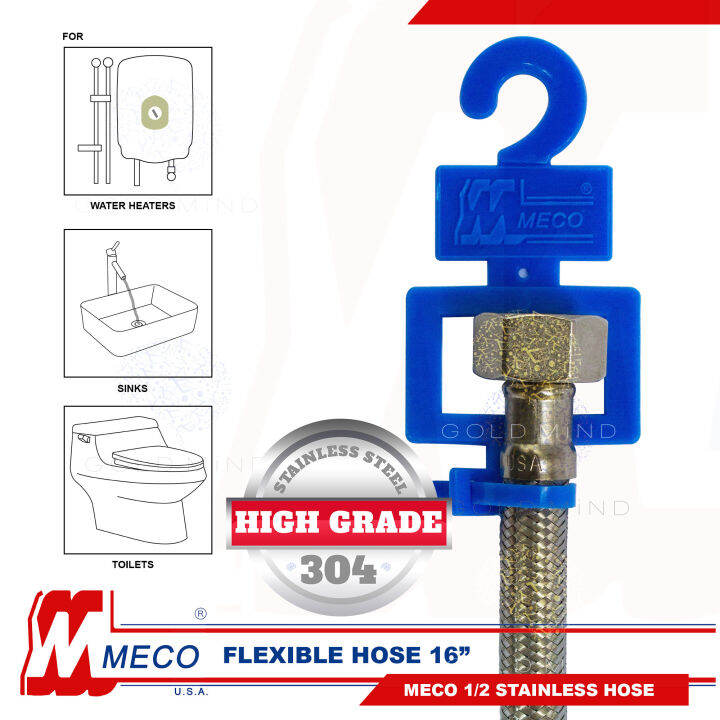Meco 1/2 Stainless Flexible Hose Sizes: 12, 16, 20, & 24 inches - Gold ...