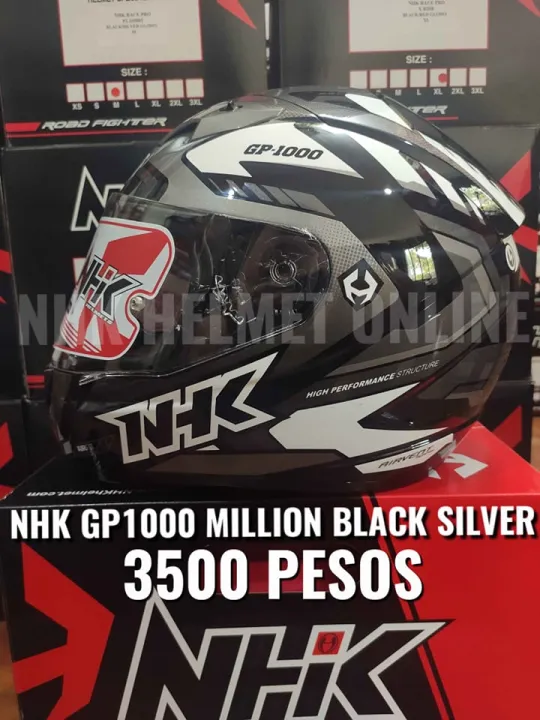 NHK GP1000 MILLION DUAL VISOR HELMET GLOSSY BLACK/SILVER | Lazada PH