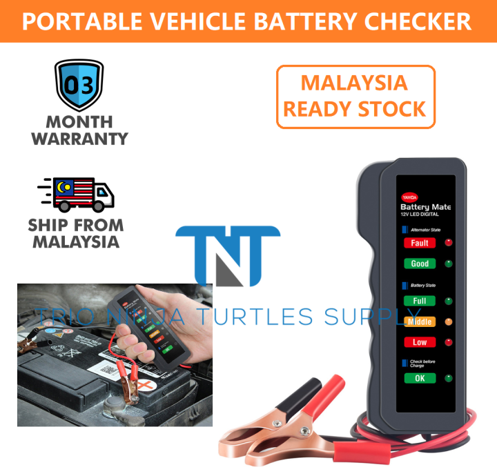 (READY STOCK) Portable Car Battery Detector 12V Battery Status Checker ...