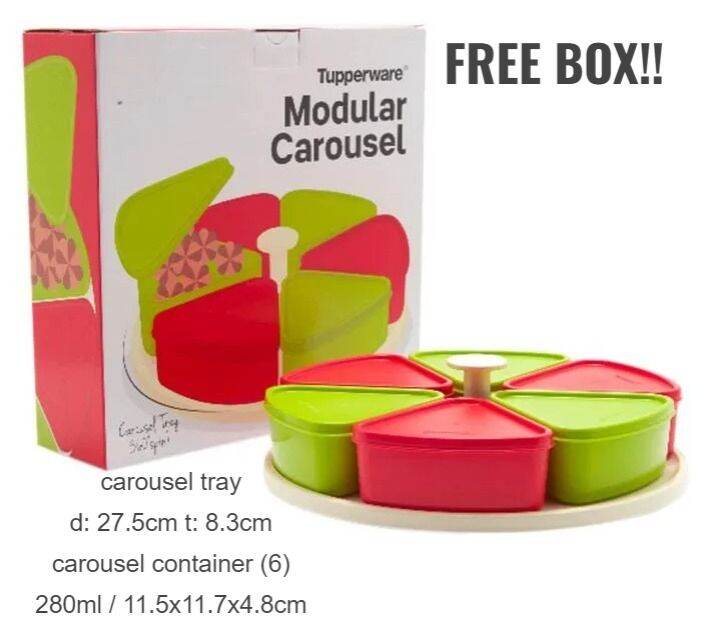 MODULAR CAROUSEL TEMPAT SAJI SNACK KUE KERING TRAY BISA DI PUTAR TUPPERWARE ORIGINAL | Lazada ...