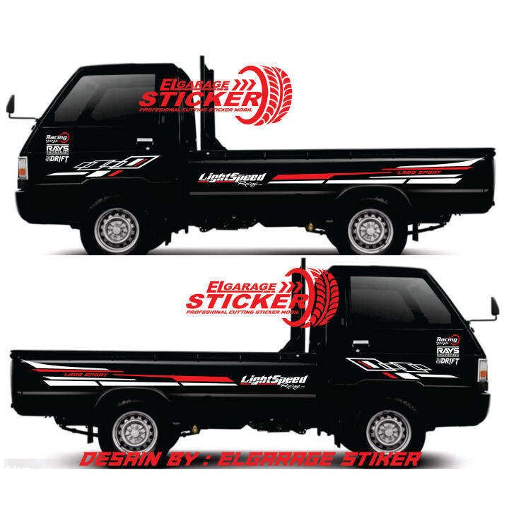 Stiker mobil pick up l300 cutting stiker lightspeed stiker body samping ...