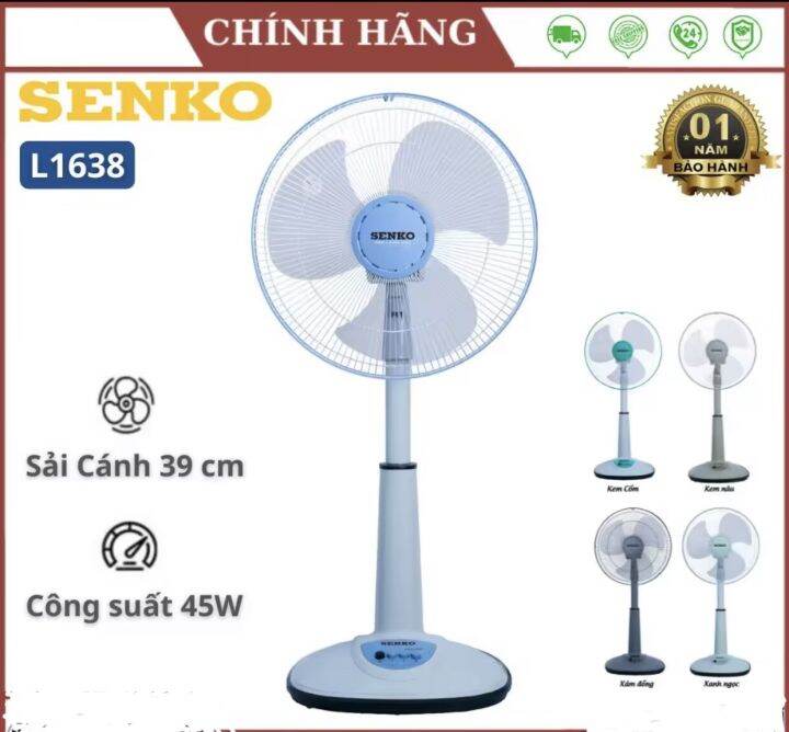 Quạt điện đứng Senko L1638 công suất 47w-quạt lỡ sải cánh 39cm 3 tốc độ ...