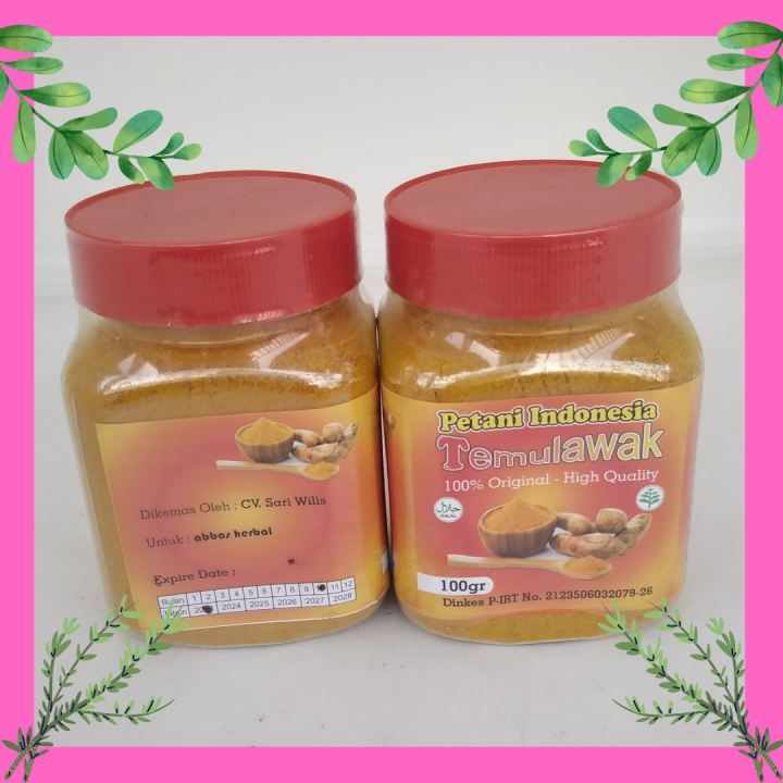 TEMULAWAK bubuk murni 100% tanpa gula kemasan botol 100gram herbal anti radang liver pegal linu ...