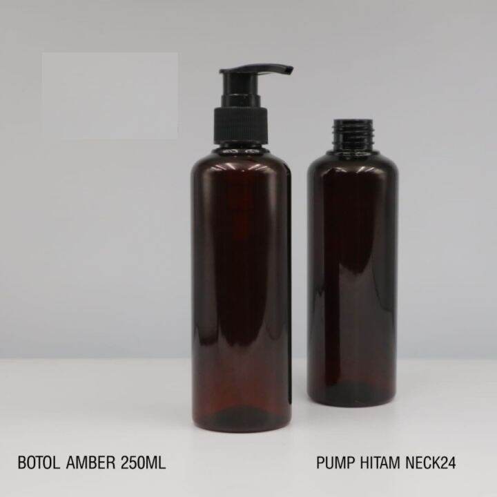 GAJEBO - BOTOL AMBER 250ML TUTUP PUMP / BOTOL COKLAT AMBER BAHAN KERAS ...