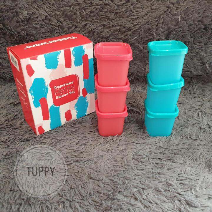 Tupperware Petite Square Set (6) with Box Toples Mini Tupperware ...