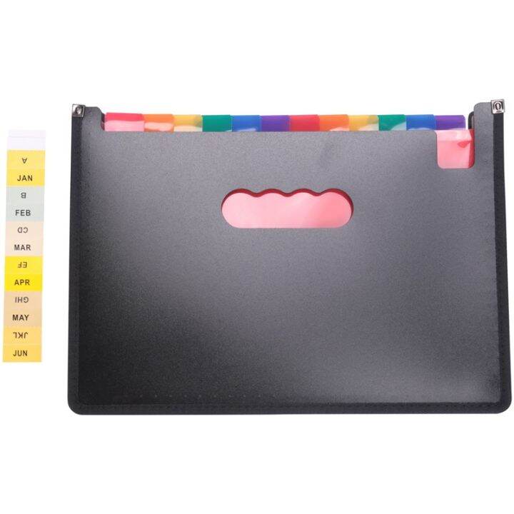 Expanding File Folder 24 Pockets, black Accordion A4 folder | Lazada.co.th