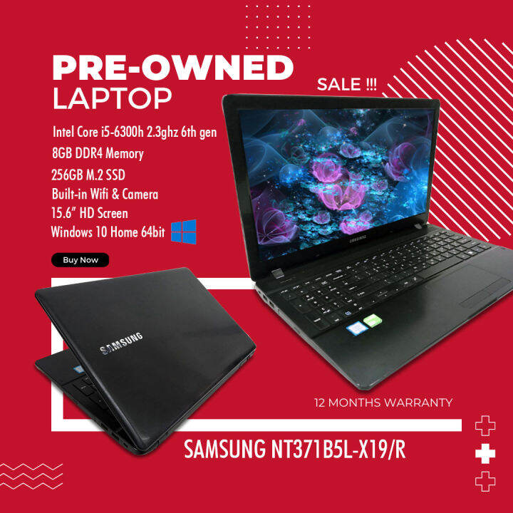 Laptop Samsung NT371B5L-X19/R Core i5-6300HQ 6th Gen 8GB DDR4 256GB M.2 SSD Wifi&Cam 15.6" HD ...