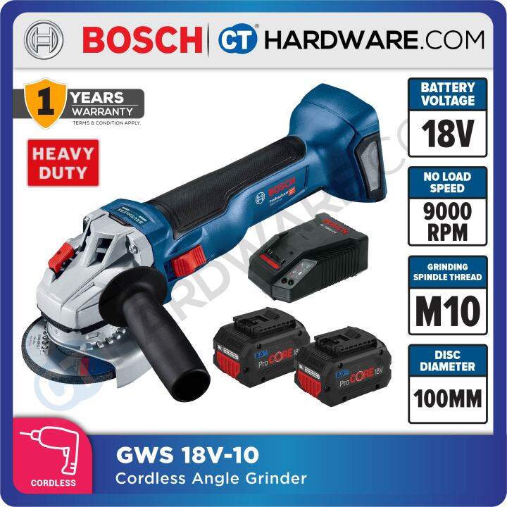 BOSCH GWS 18V-10 PROFESSIONAL BATTERY ANGLE GRINDER 4" BRUSHLESS MOTOR ...
