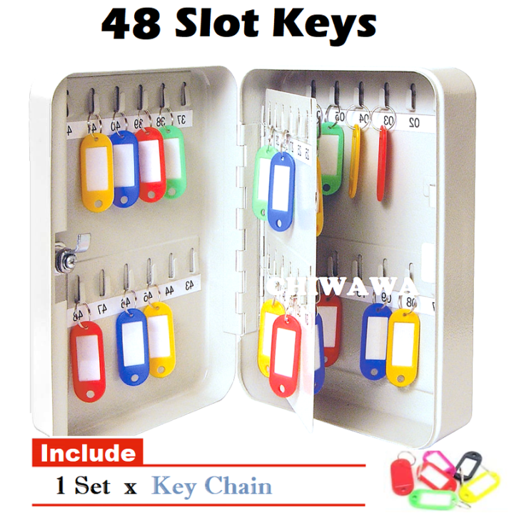 48 Keys Organizer Metal Box Lockable Security Key Cabinet / Storage Box ...