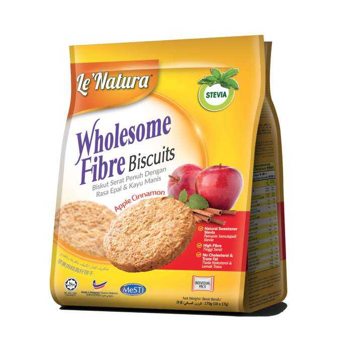 LE'NATURA OAT BISCUIT : STEVIA + LOW GI + LOW SUGAR + HIGH FIBRE (APPLE ...