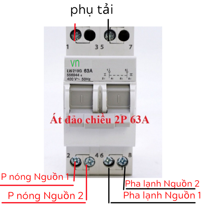 ÁT 2p 63A - Cầu dao đảo chiều 2P 63A dạng aptomat , CB chuyển đổi 2 nguồn điện loại tốt | Lazada.vn