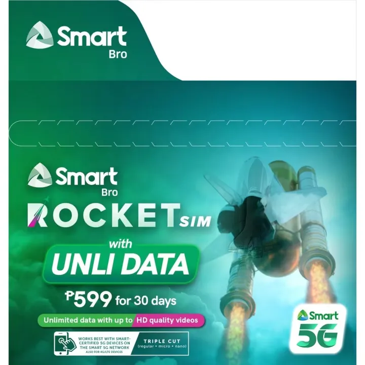 durable COD Smart Bro Rocket SIM with 30 Days Unli Data | Lazada PH