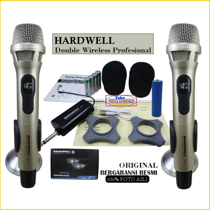 Mic Wireless Hardwell JT-1 Microphone Werles 2 Handle Mikrofon Wirelles ...