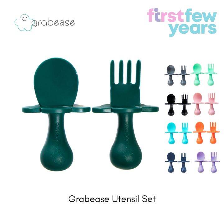 Grabease Ergonomic Fork and Spoon Utensils Set (8 Colors) by First Few ...