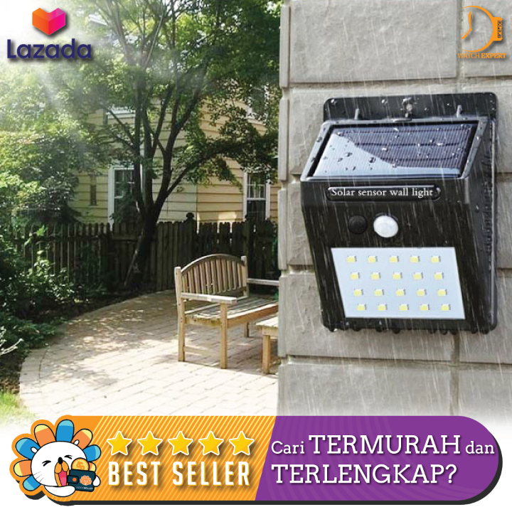 BAYAR DI TEMPAT Lampu Solar Sensor Gerak Outdoor Weatherproof 20 LED ...
