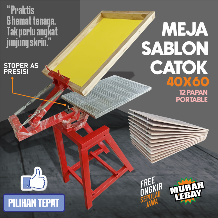 MEJA SABLON CATOK SINGLE PORTABLE ASPIN PRESISI + 12 PAPAN PORTABLE ...