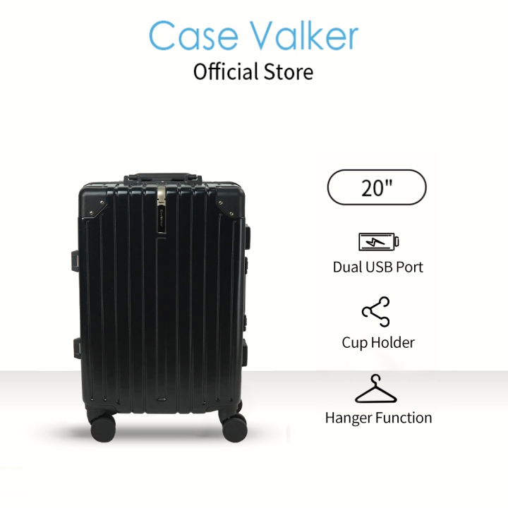 Case Valker 20" Macaron Aluminum Frame Suitcase with Cup Holder USB ...