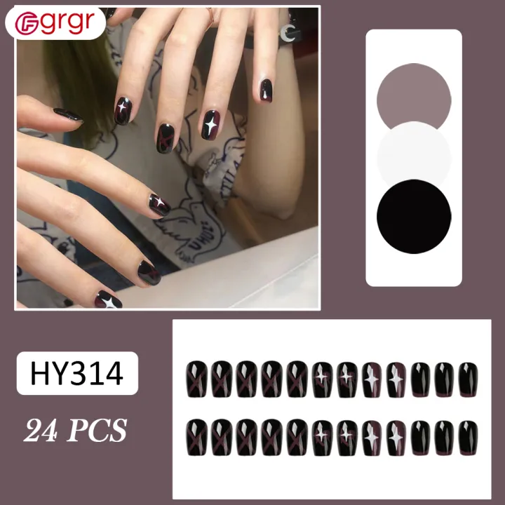 Fgrgr Gothic Artificial Nails for Girls Waterproof And Breathable Fake ...