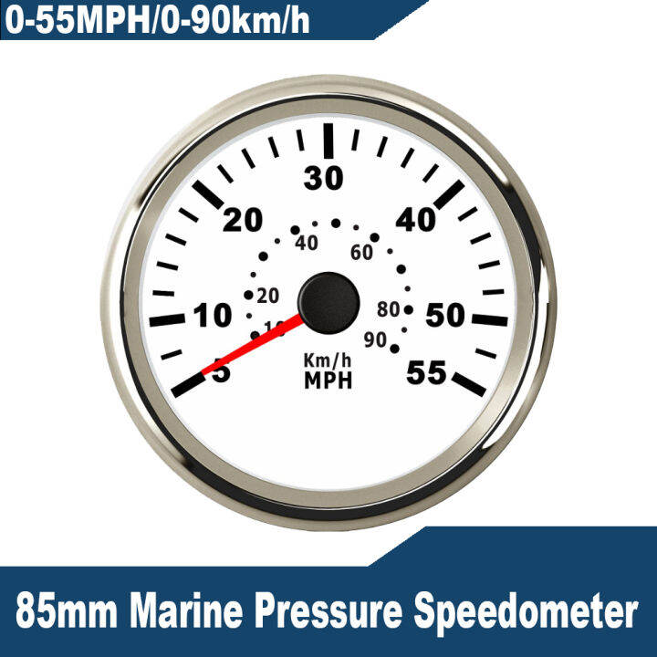 ELING 0-55MPH 0-90KM/H Pressure Speedometer Boat Marine 85mm Speed ...