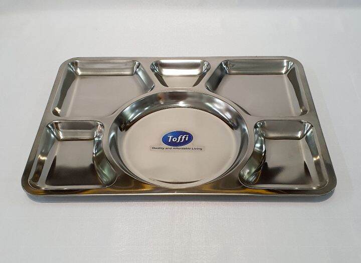 6 COMPARTMENTS STAINLESS STEEL FAST FOOD SERVING TRAY / TRAY MAKANAN ...