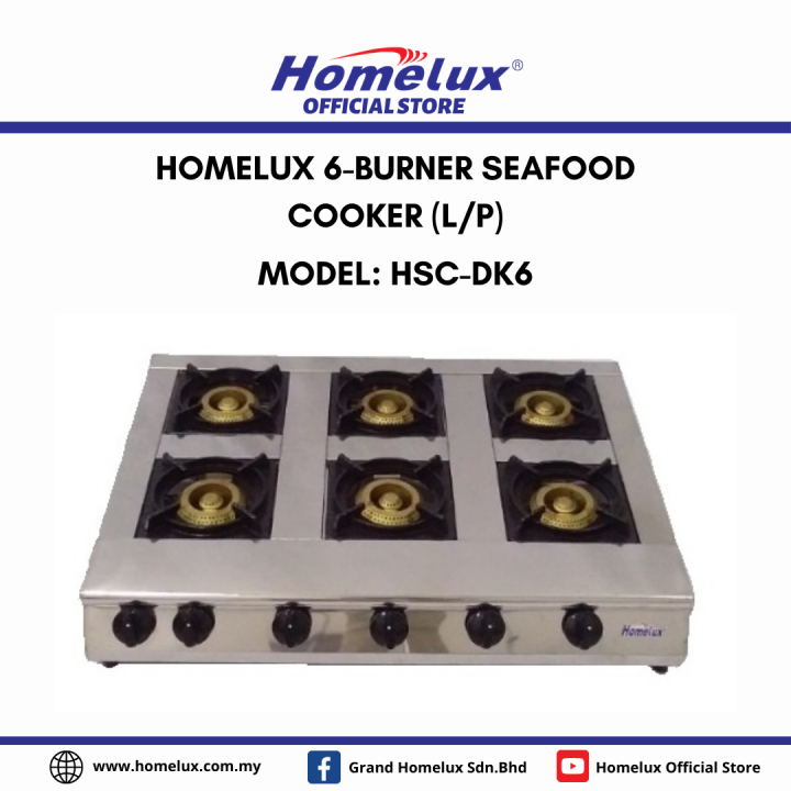 HOMELUX LOW PRESSURE STAINLESS STEEL SEAFOOD COOKER (6 BURNER) HSC-DK6 ...