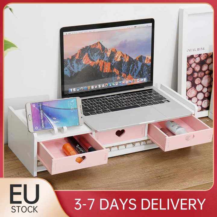Pink Monitor Stand Monitor Support Laptop Computer Stand PVC Wood ...