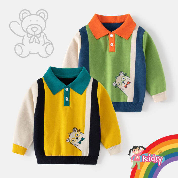 เสื้อไหมพรมเด็ก แขนยาว โปโล แฟชั่นหล่อๆ พร้อมส่ง ราคาถูก AB016 | Lazada.co.th