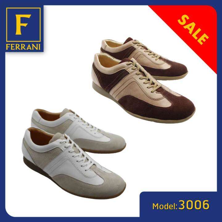FERRANI รองเท้าผ้าใบ หนังแท้ รุ่น 3006 หน้ากว้าง ใส่สบาย ใส่เที่ยว ...
