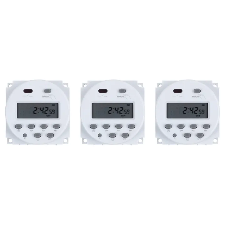 【ready Stockandcod】3x Dc 12v Digital Lcd Power Programmable Timer Time Switch Relay 16a Amps