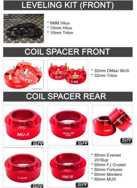 Front & Rear Coil Spacers Levelling Kit Hilux Strada Innova New Everest ...