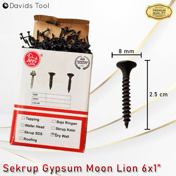 Sekrup Gypsum Skrup Gipsum Drywall Screw Scrup Baja Hitam Patta Lion ...
