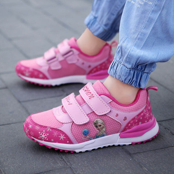Leong New Kids Cartoon Princess Casual Shoes for Girls Light Mesh ...