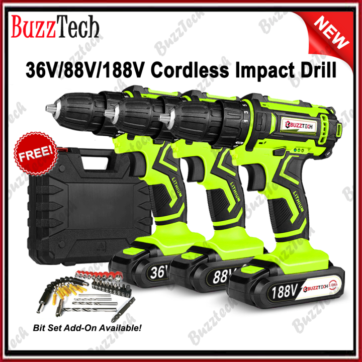 BuzzTech 36V/88V/188V Cordless Impact Drill Screwdriver Rechargeable Li ...