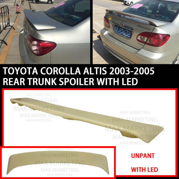 TOYOTA COROLLA ALTIS 2003-2005 REAR TRUNK SPOILER WITH LED ABS SKIRT ...