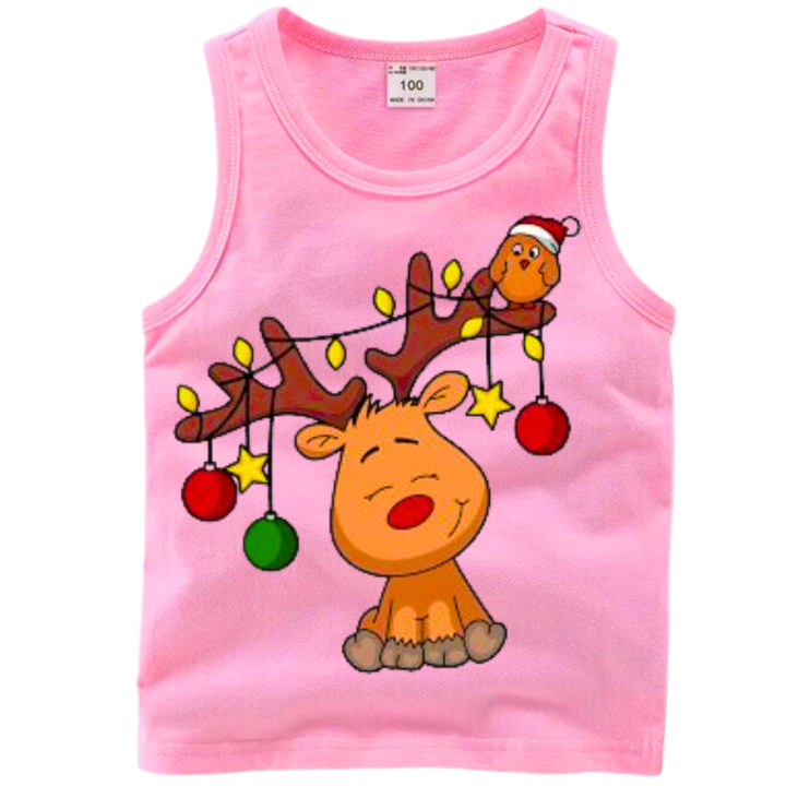 Christmas Designs Print for Kids Colored Sando Top Tees for Girls 1-8 ...