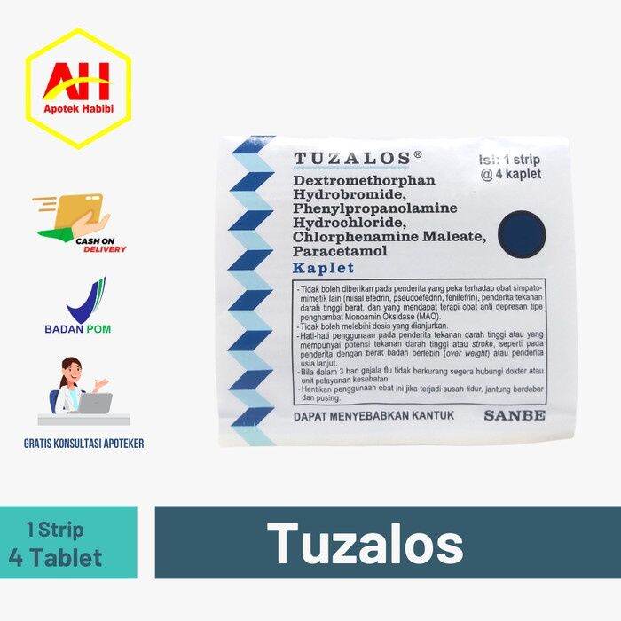 Tuzalos 1 strip isi 4 tablet Obat Tuzalos Tujalos Obat Batuk Pilek ...